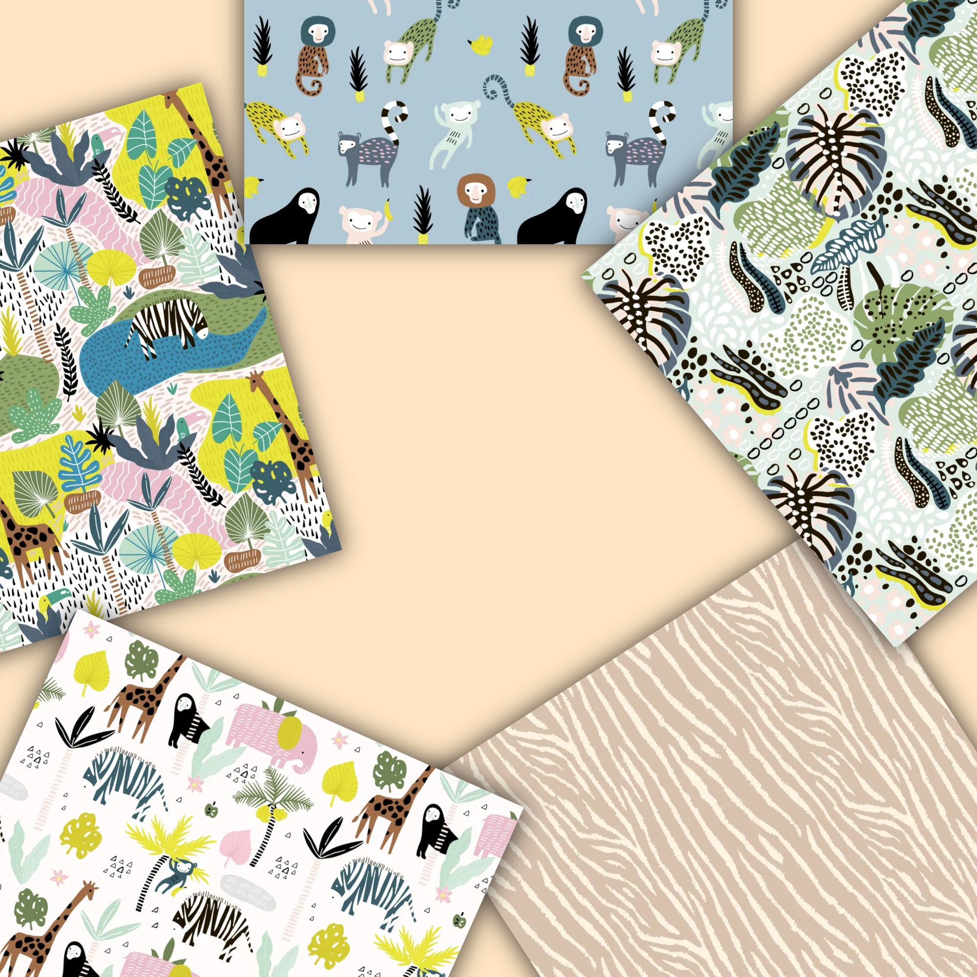 Jungle Animal, Safari Digital Paper, Jungle Animals Pattern, Boho Baby ...