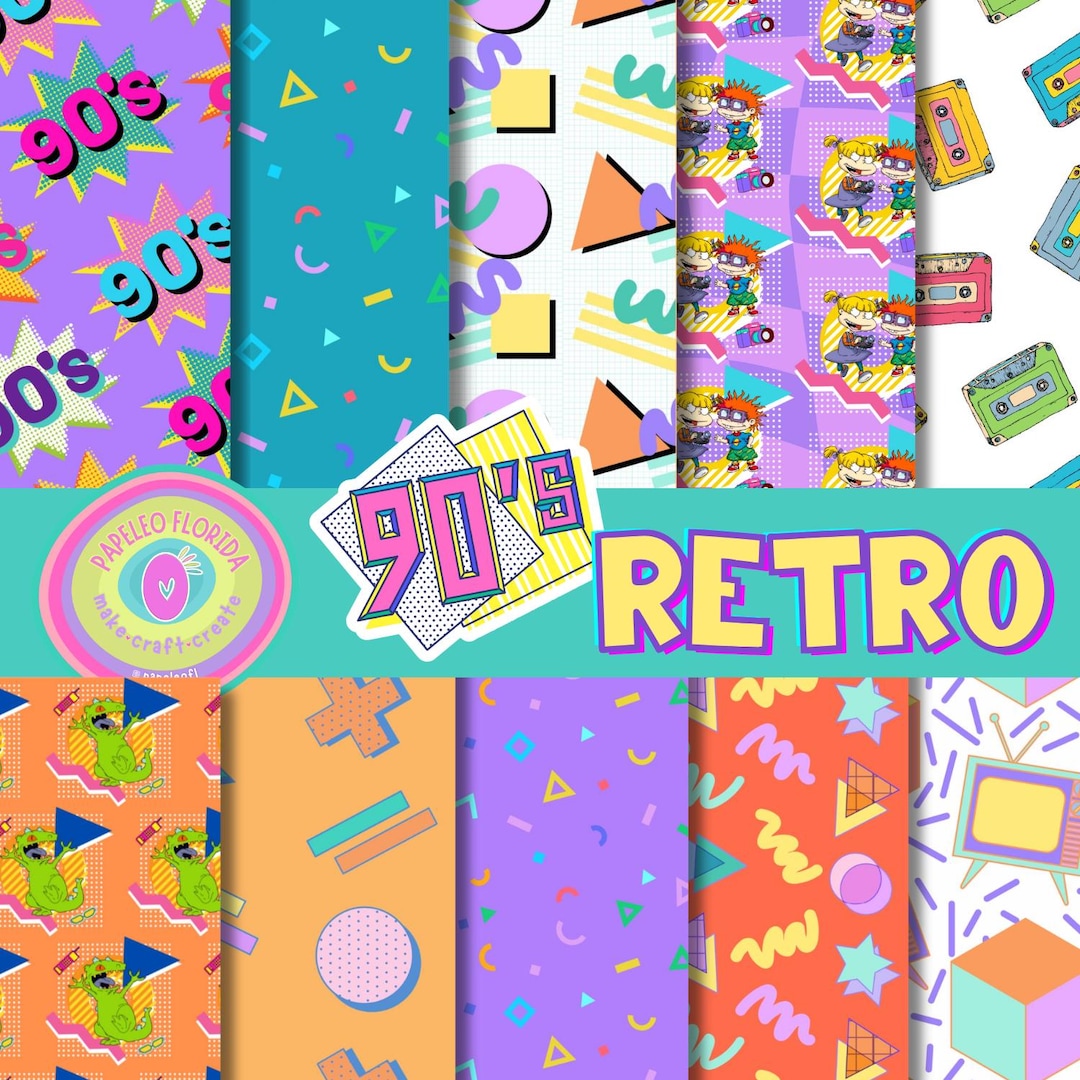 Retro Cartoon,90s Backgrounds, Pastel and Neon Geometric,inspired Retro ...