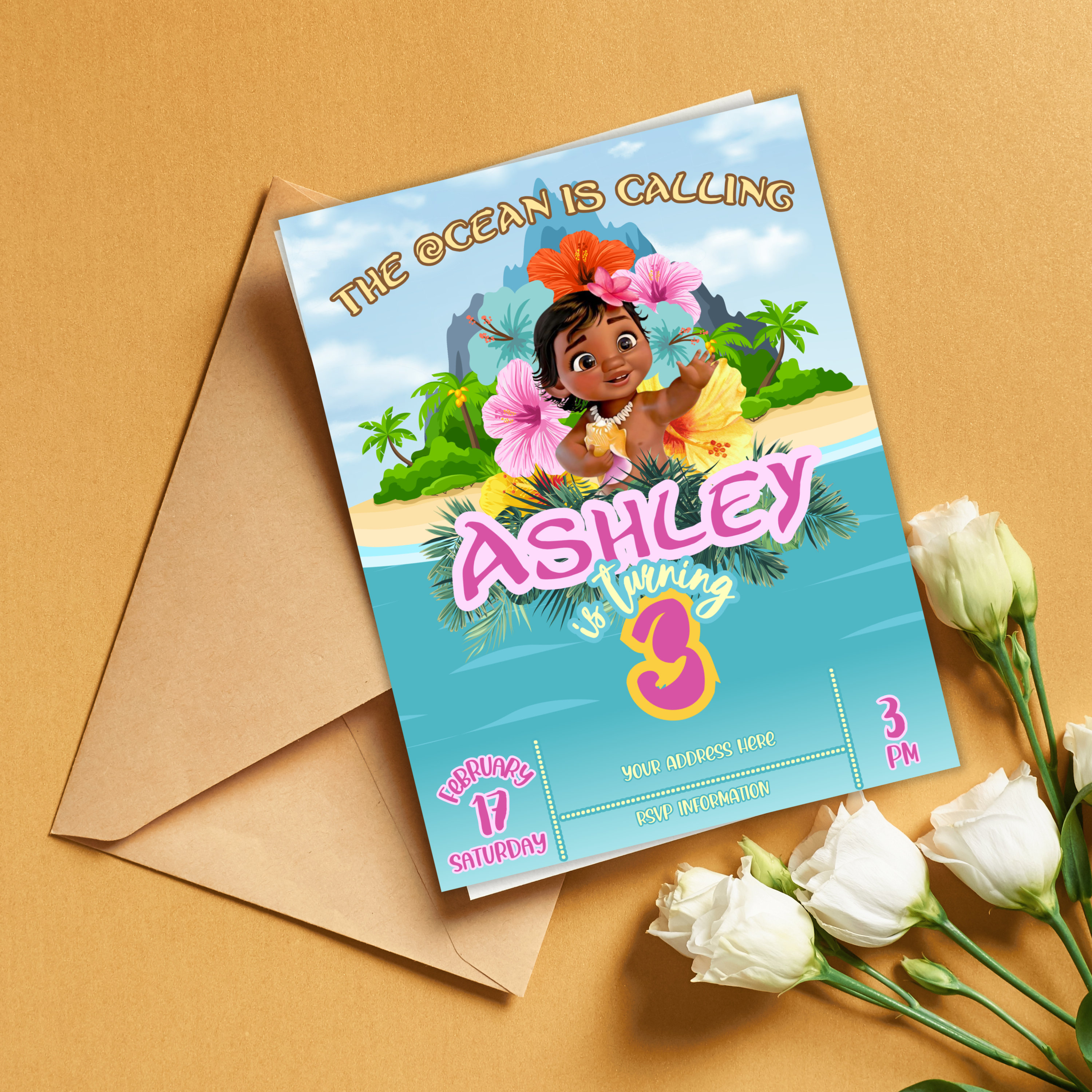 Moana Birthday, Invitation Moana, Editable Moana Birthday Invitation ...