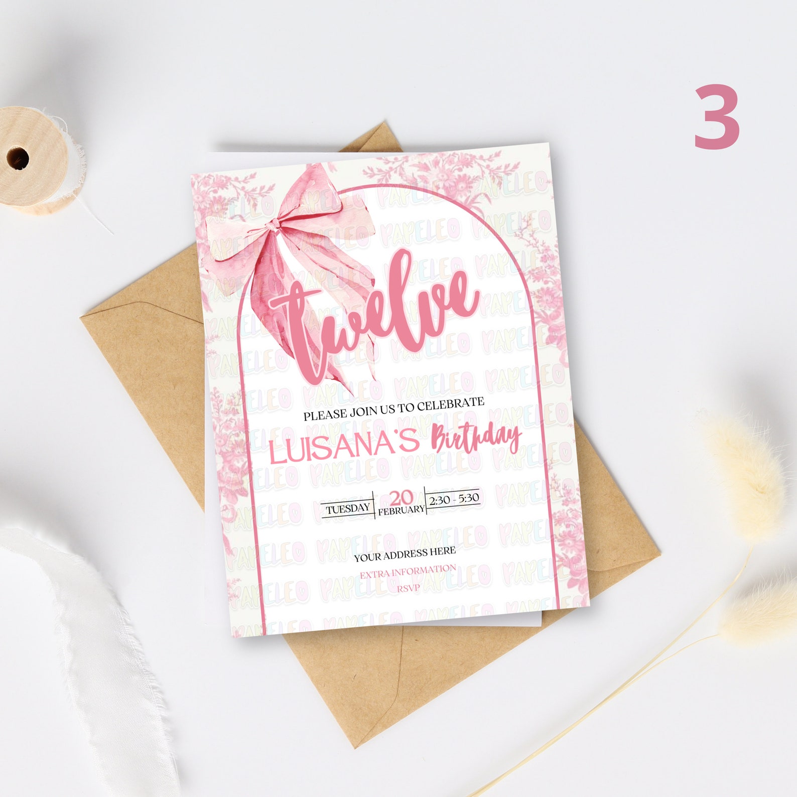 Coquette Invitation, Coquette Pink Bow, Pink Bow Invitation for ...