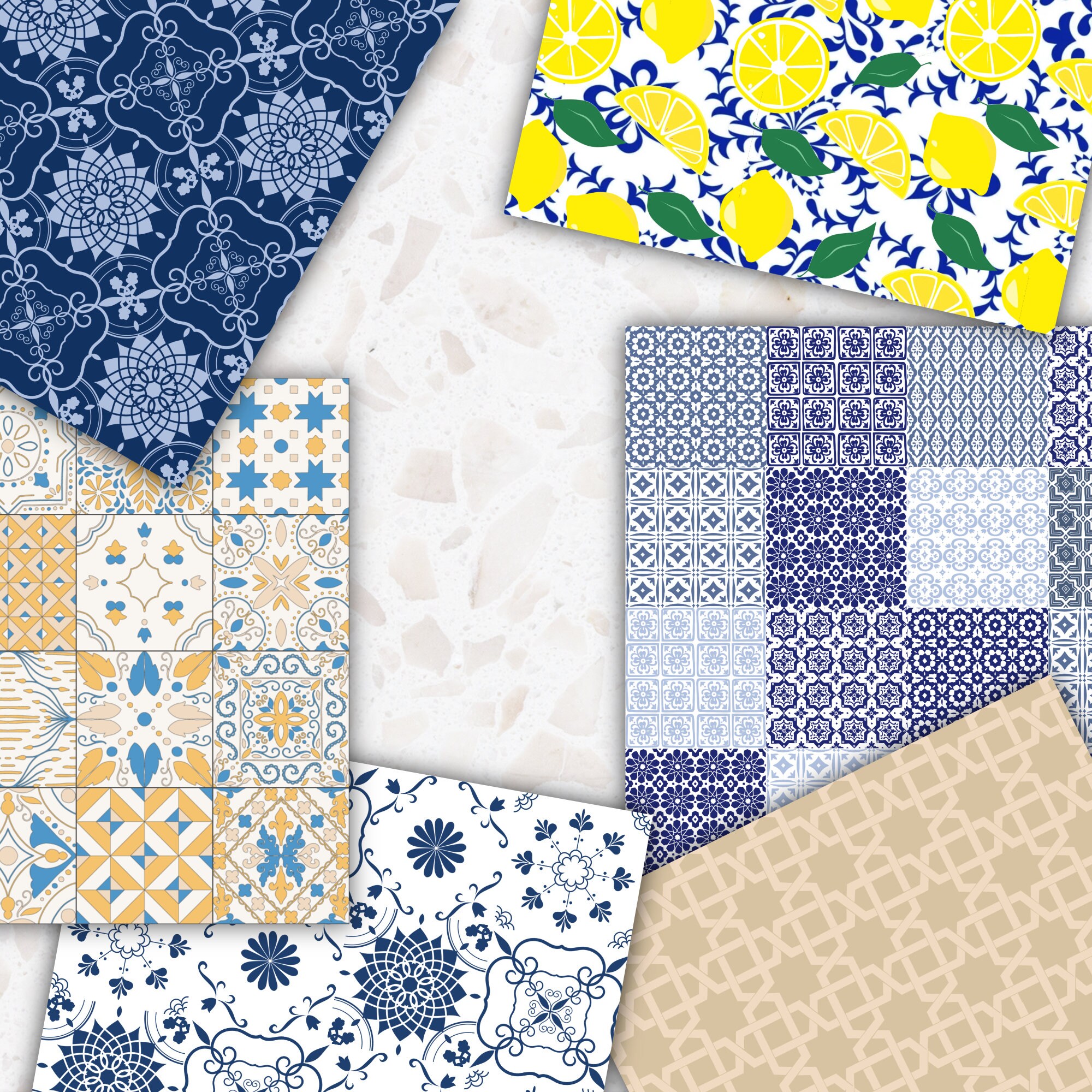 Positano Summer, Italian Inspired, Moroccan Digital Paper, Boho ...