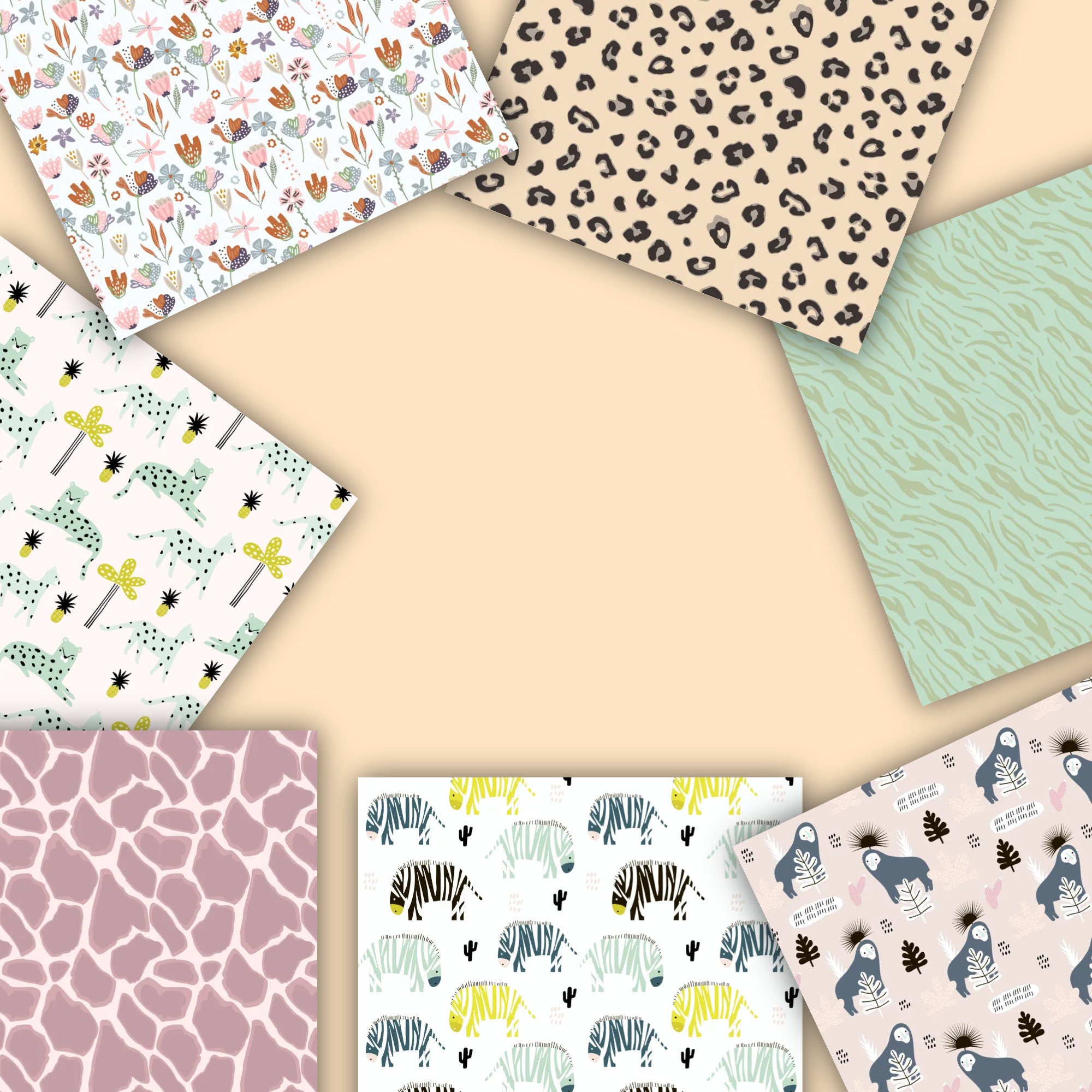 Jungle Animal, Safari Digital Paper, Jungle Animals Pattern, Boho Baby ...