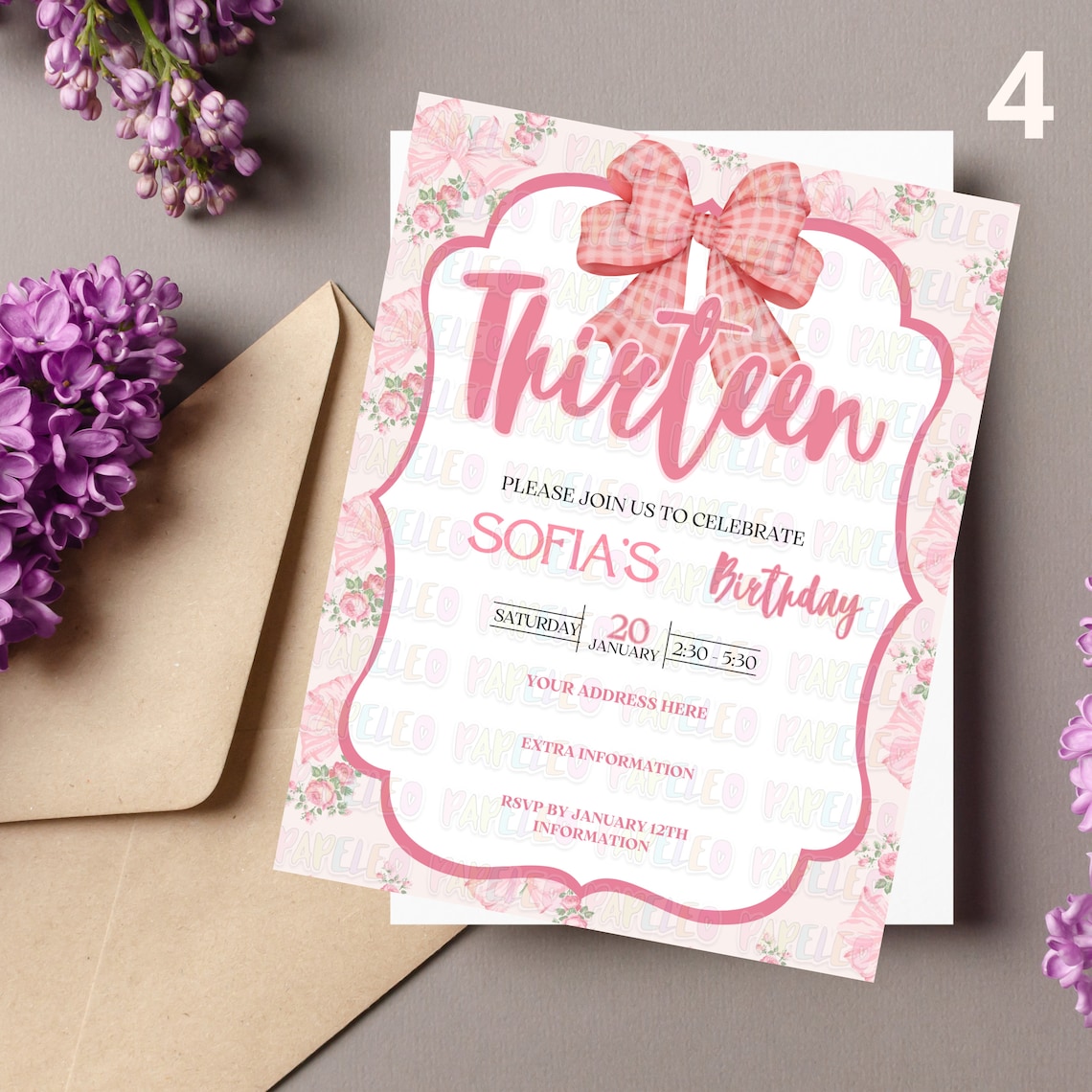 Coquette Birthday Invitation Template | Pink Bow Aesthetic Party Invite ...