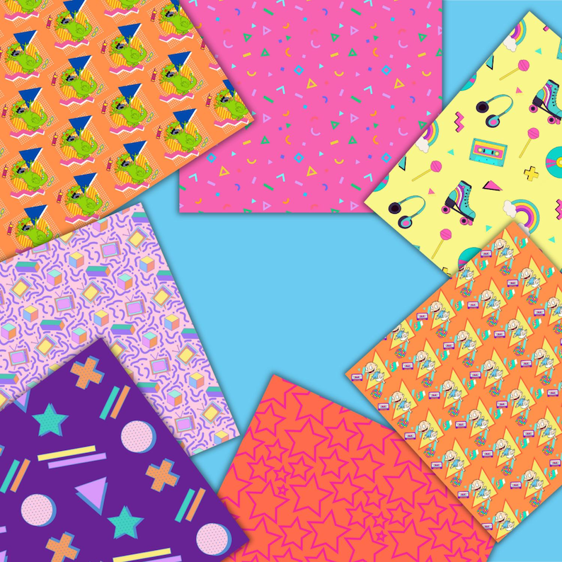 Retro Cartoon,90s Backgrounds, Pastel and Neon Geometric,inspired Retro ...