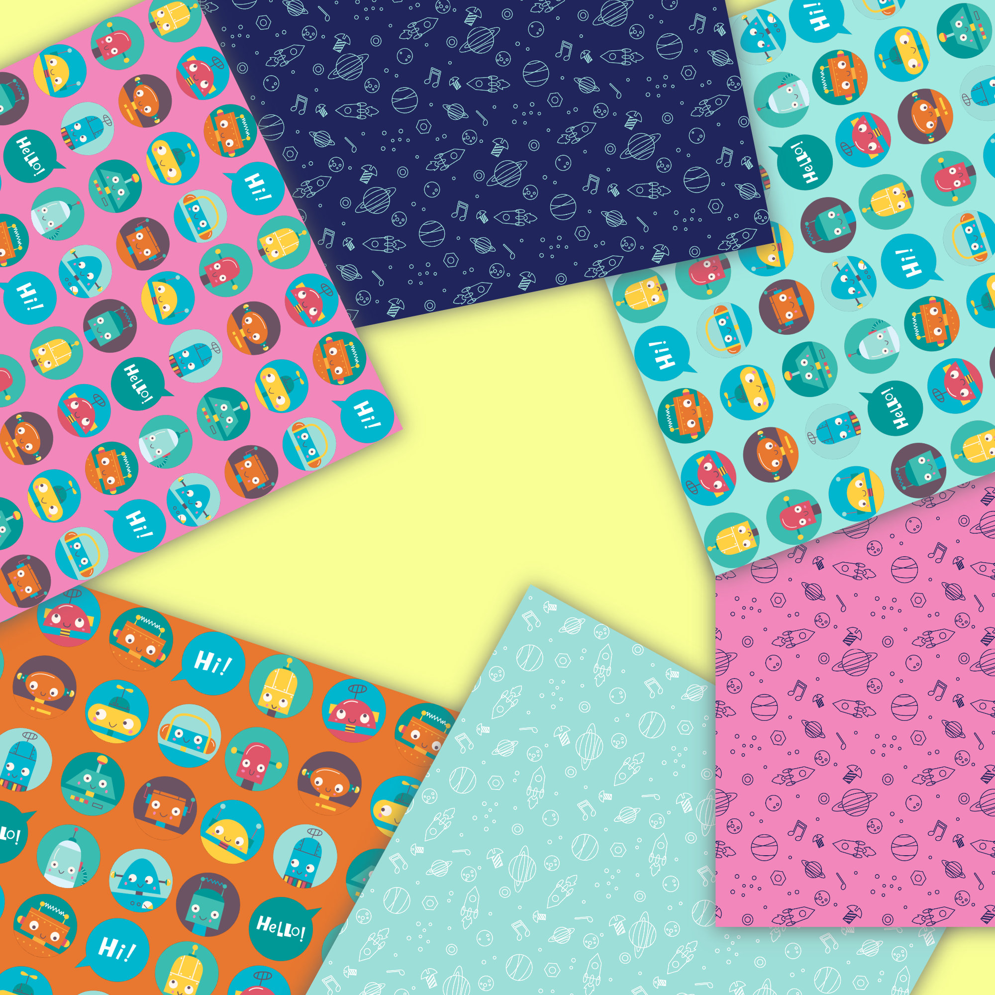 Scrapbook Paper Robot Theme at Logan Lovelace blog