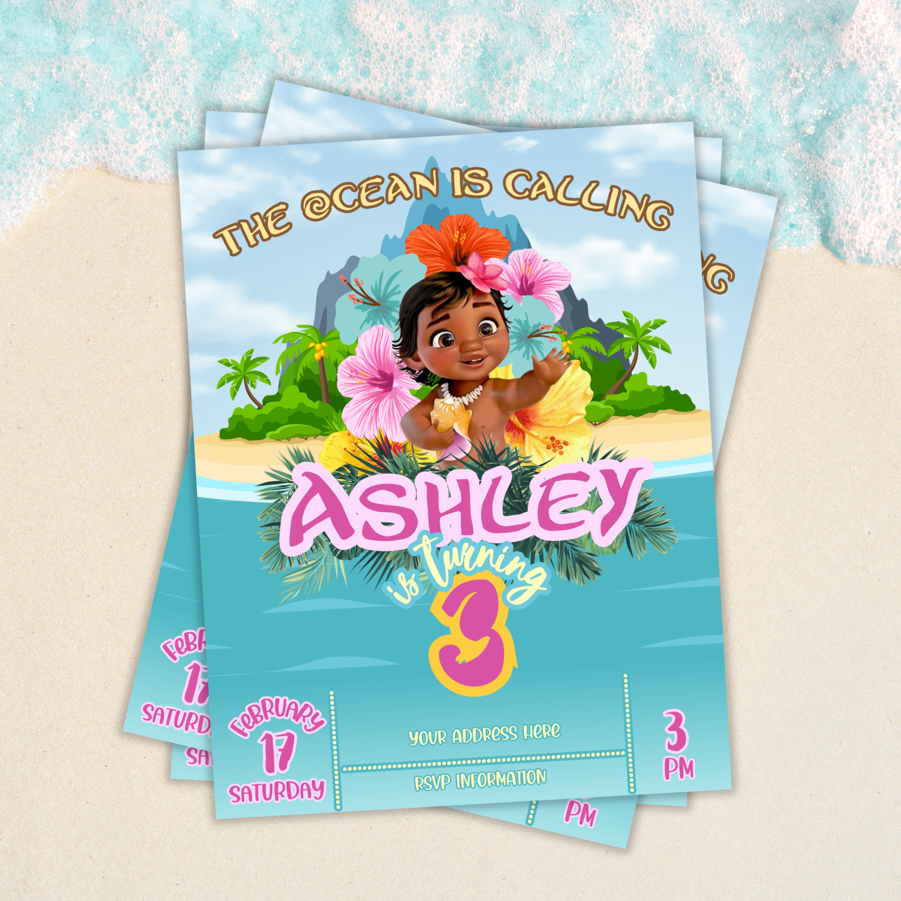 Moana Birthday, Invitation Moana, Editable Moana Birthday Invitation ...