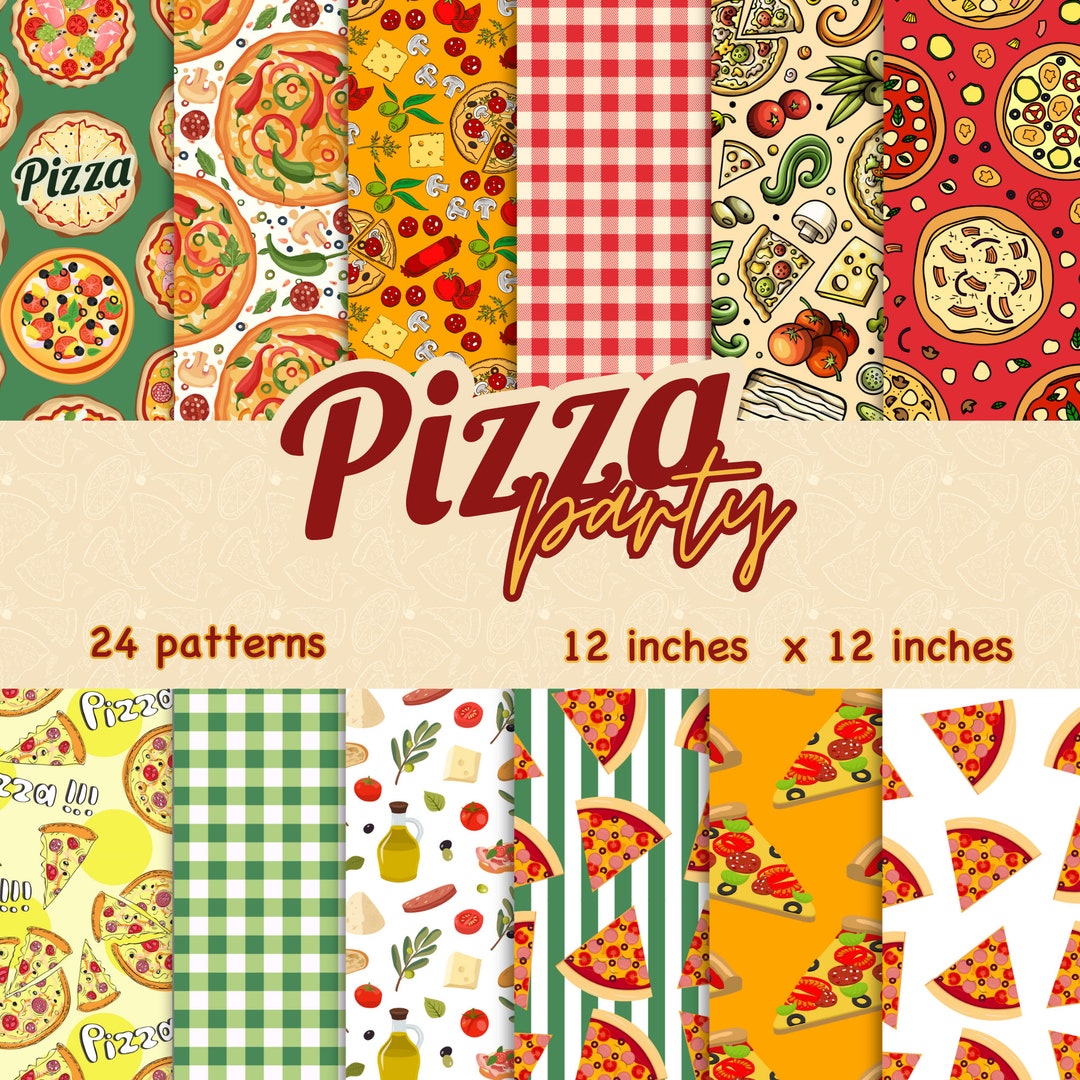 Pizza Digital Paper, Pizza Birthday Kit, Pizza Party Decoration, DIY ...