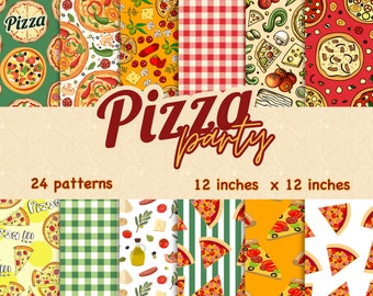 Pizza Party Digital Papers - Etsy