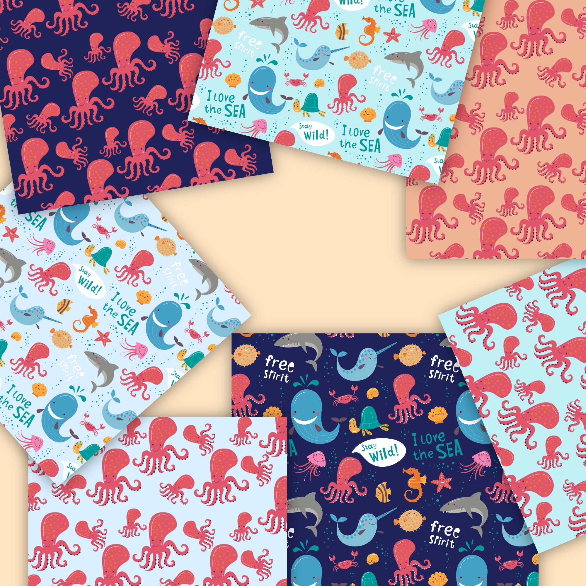 Under the Sea Party, Sea Animals Digital Paper, Under the Sea Digital ...