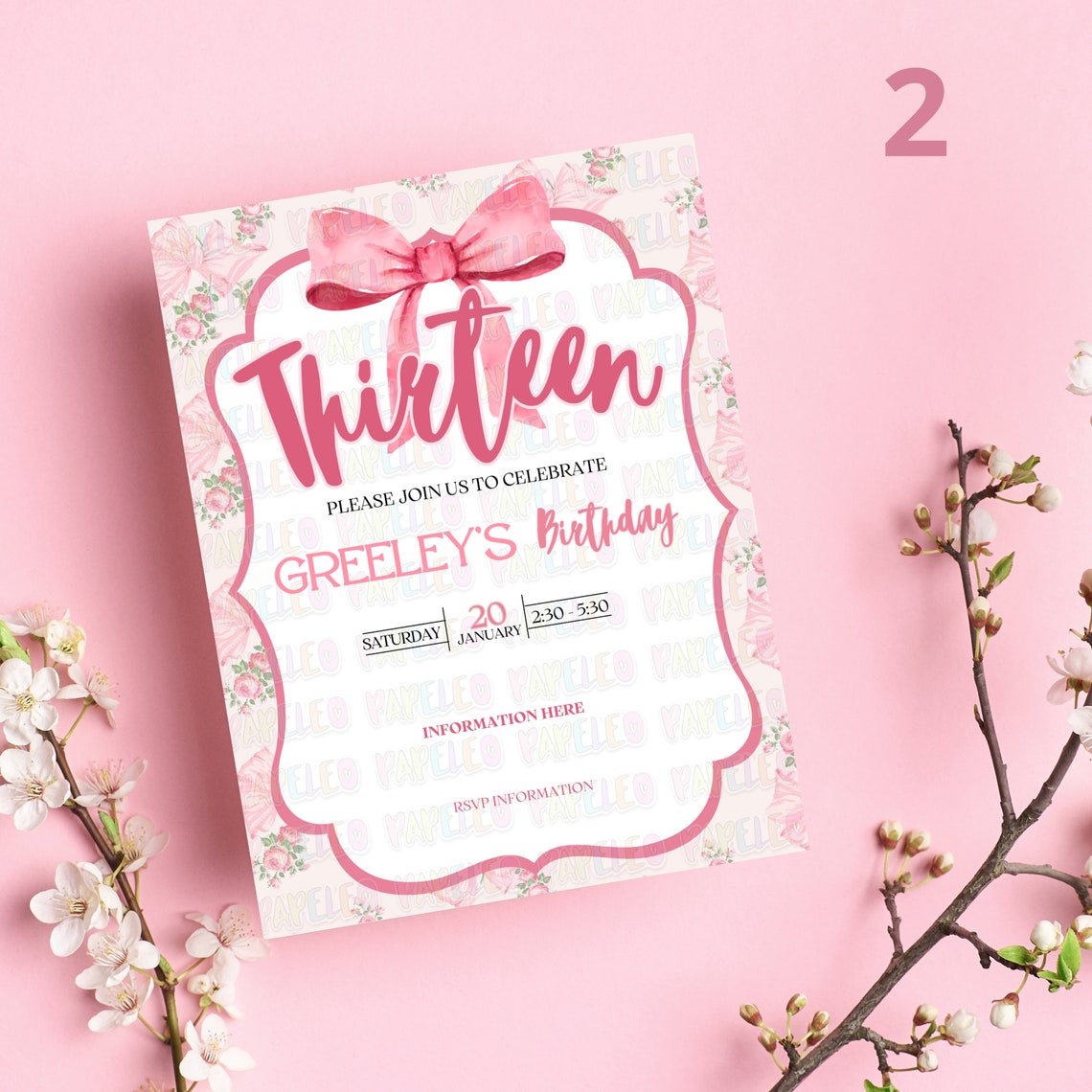 Coquette Birthday Invitation Template | Pink Bow Aesthetic Party Invite ...