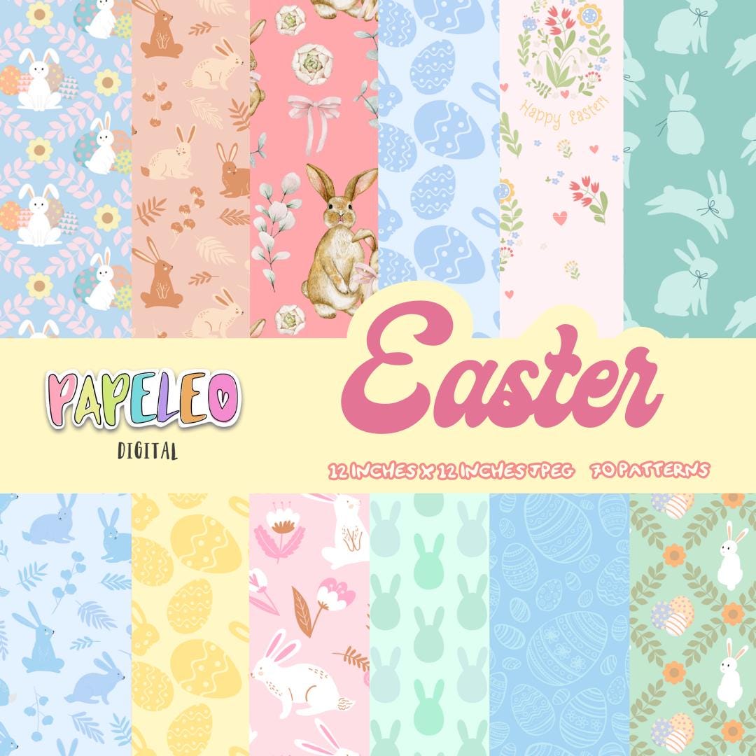 Easter Bunnies Digital Papers,pastel Bunny, Eggs, Children,scrapbook ...