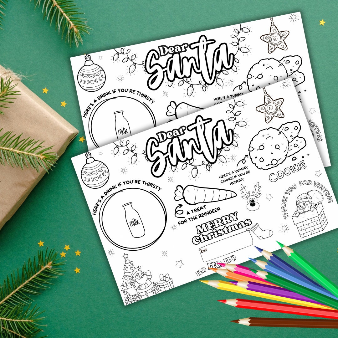 Santa Cookie Placemat, PRINTABLE Christmas Placemat, Dear Santa Letter ...