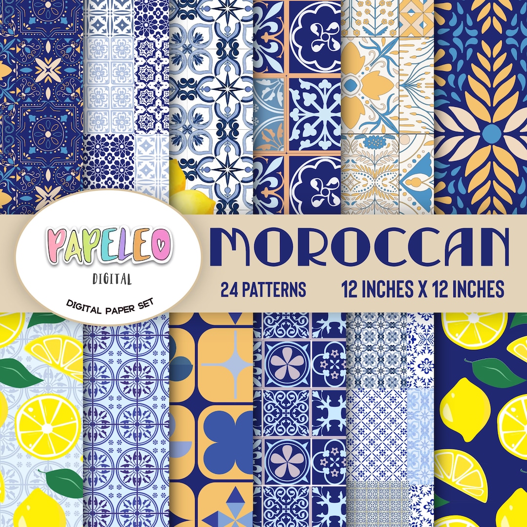 Positano Summer, Italian Inspired, Moroccan Digital Paper, Boho ...