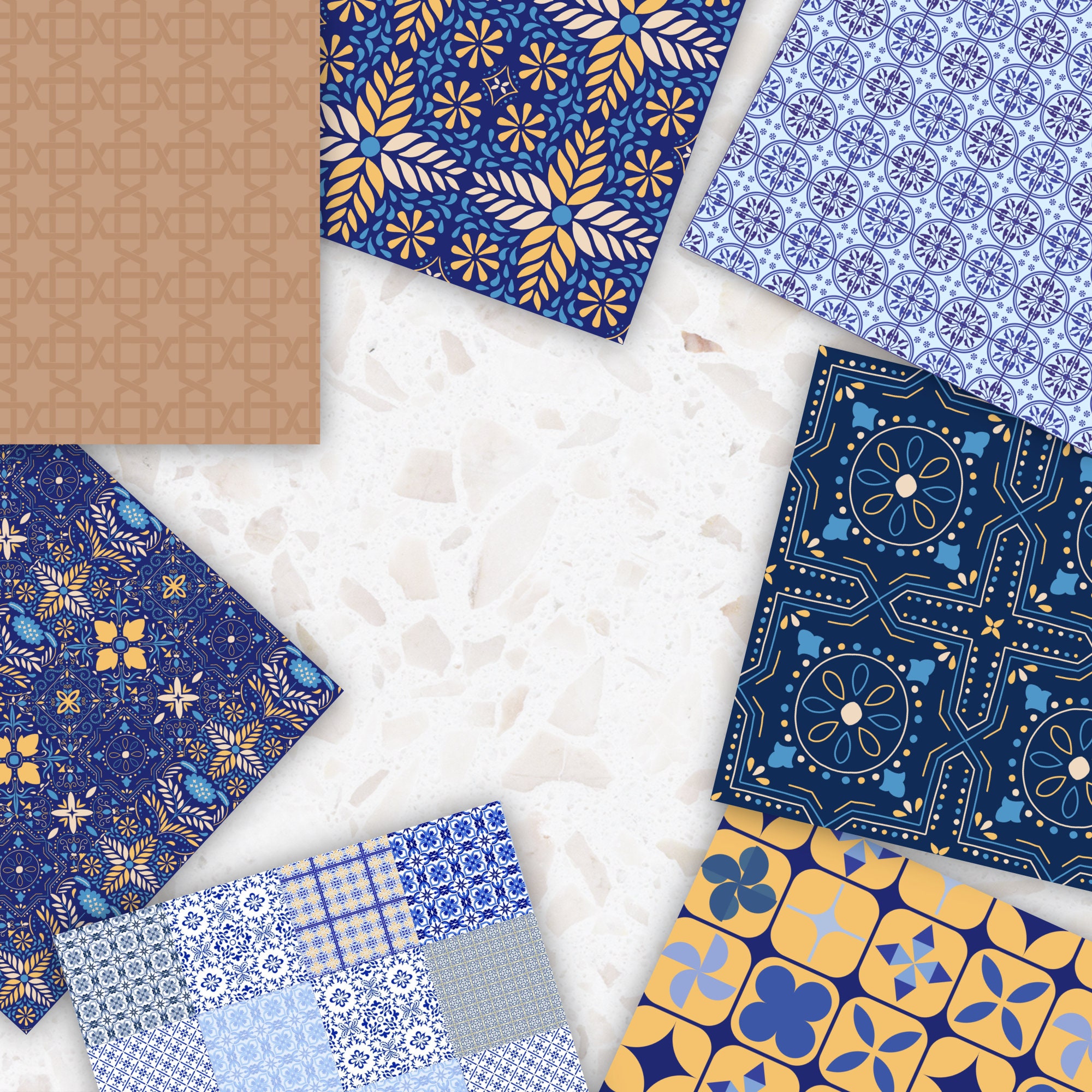 Positano Summer, Italian Inspired, Moroccan Digital Paper, Boho ...