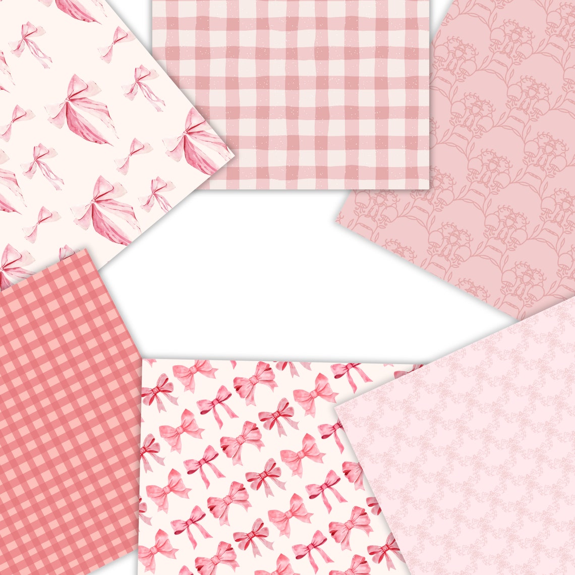Coquette Paper, Bridgerton Pink Bow, Pink Bow Digital Paper, Minimalist ...