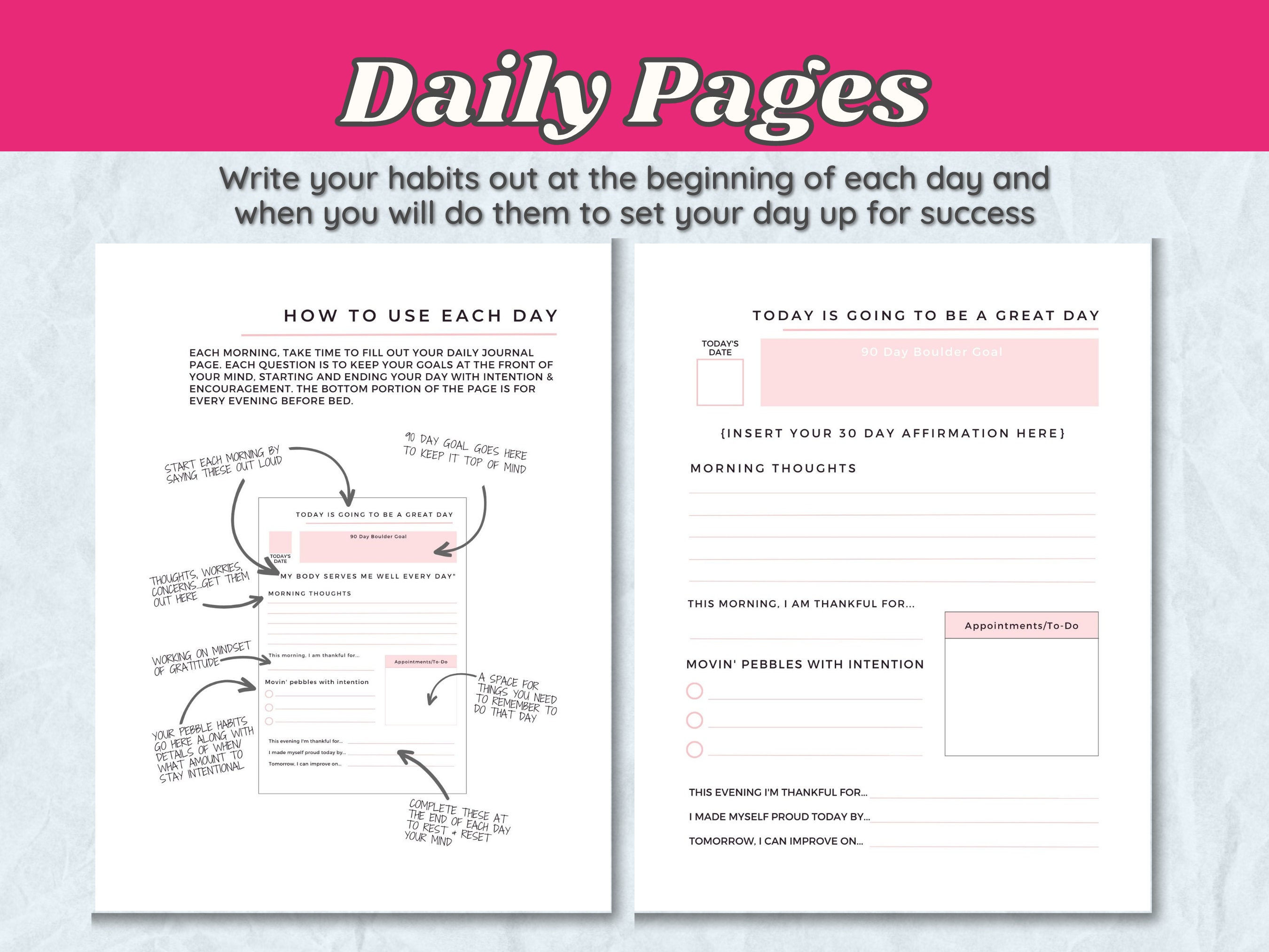 90 Day Habit Tracker Printable Journal | Goal Setting Planner Instant ...