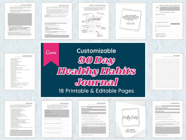 PRINTABLE Goal Habit Journal | PDF Daily Planner | Health Wellness ...