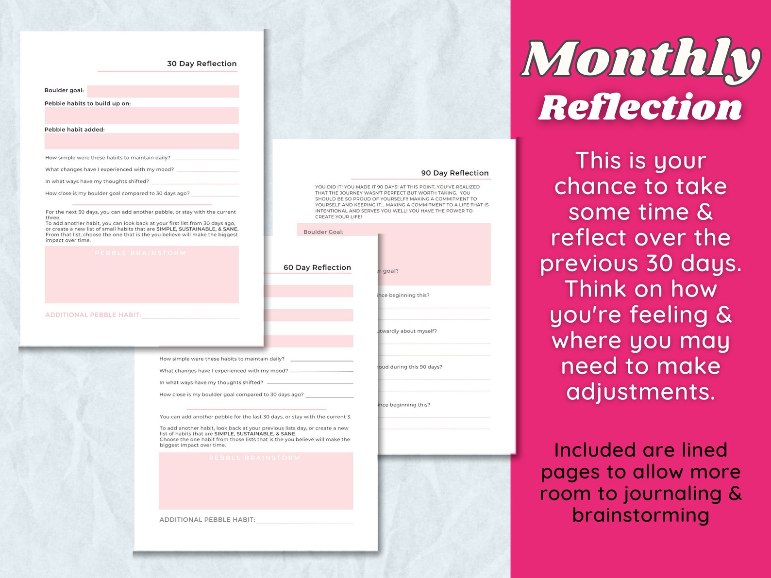 90 Day Habit Tracker Printable Journal Goal Setting Planner Instant ...