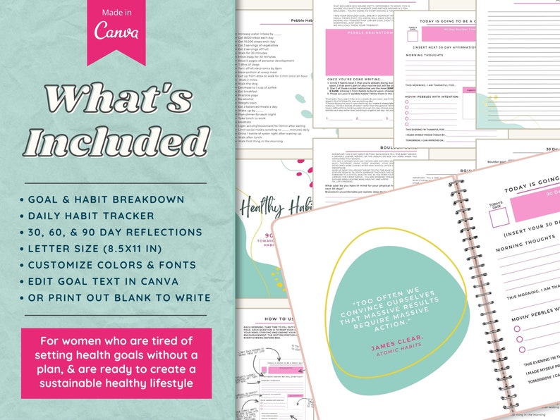 2023 Daily Habit Tracker Printable PDF Planner | Goal Setting 90 Day ...