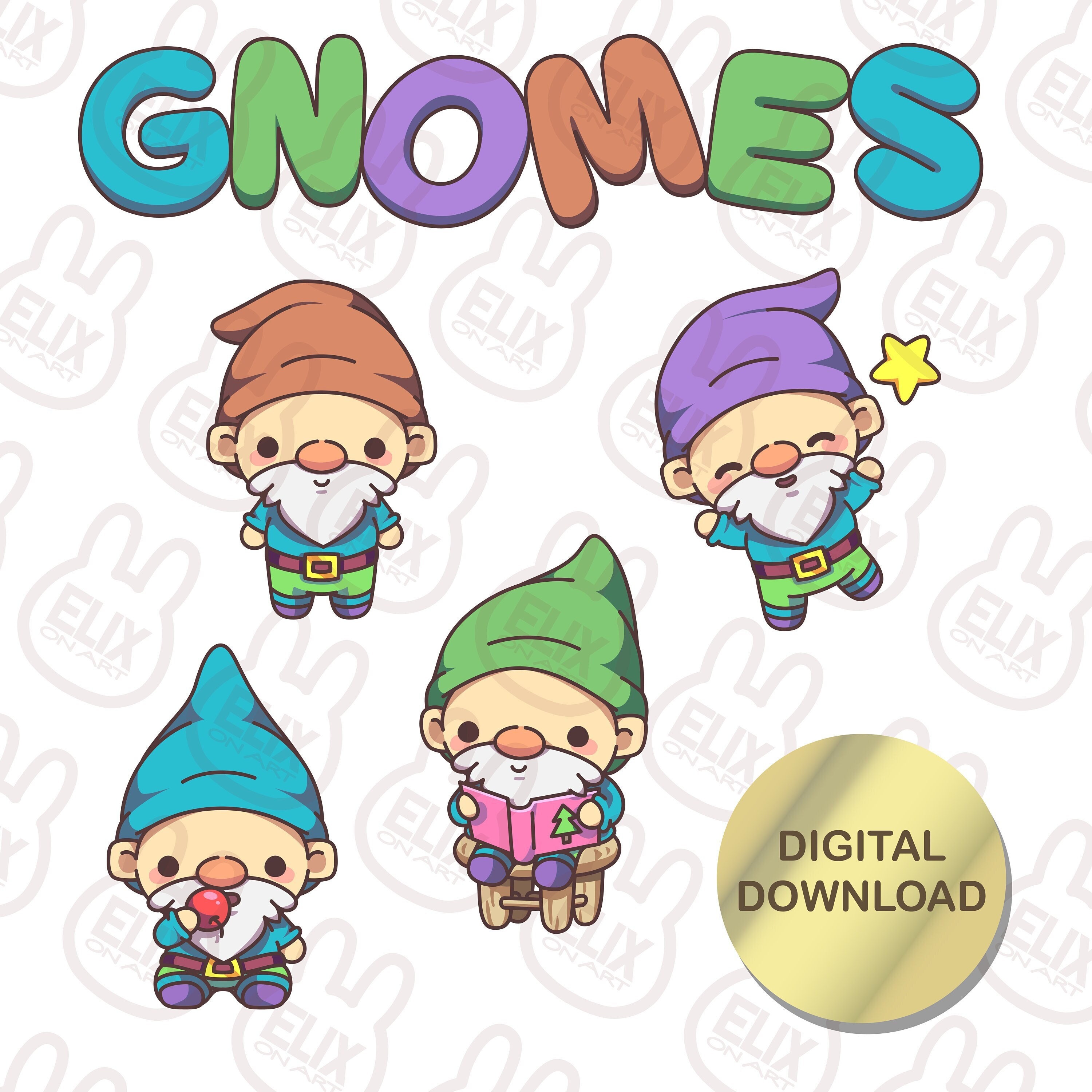 Cute Gnomes SVG & PNG, Printable File, Digital Download, Vector Art ...