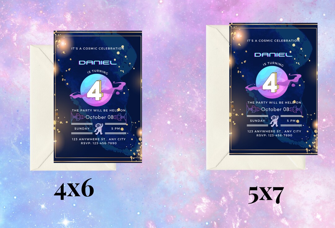 Cosmic Birthday Invitation Instant Download, Space-themed Party Invite ...