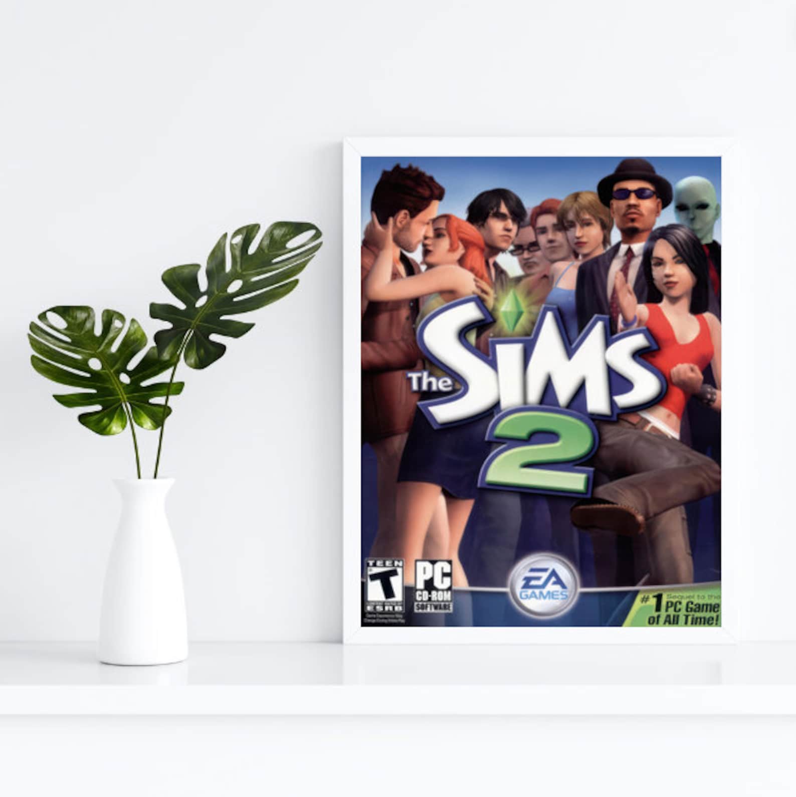 The Sims 2 Box Art UPSCALED, the Sims 2 Cover Art, Game Art, Gamer Gift ...