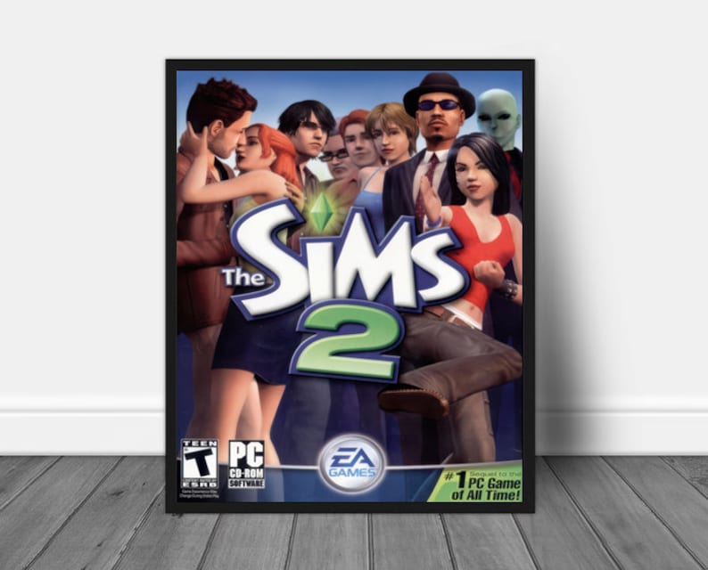 The Sims 2 Box Art UPSCALED, the Sims 2 Cover Art, Game Art, Gamer Gift ...
