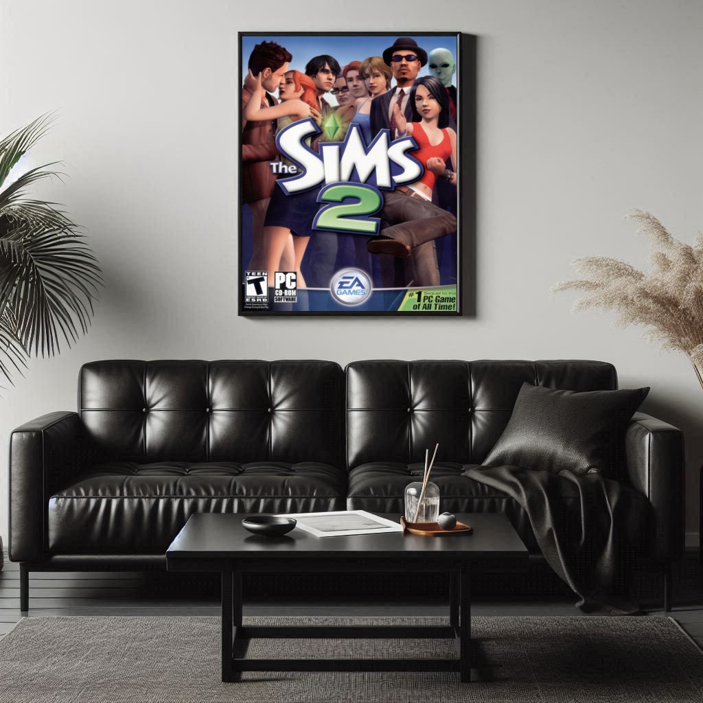 The Sims 2 Box Art UPSCALED, the Sims 2 Cover Art, Game Art, Gamer Gift ...