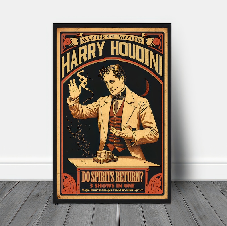 Harry Houdini Art Poster: Master of Mystery Print (digital Download) - Etsy