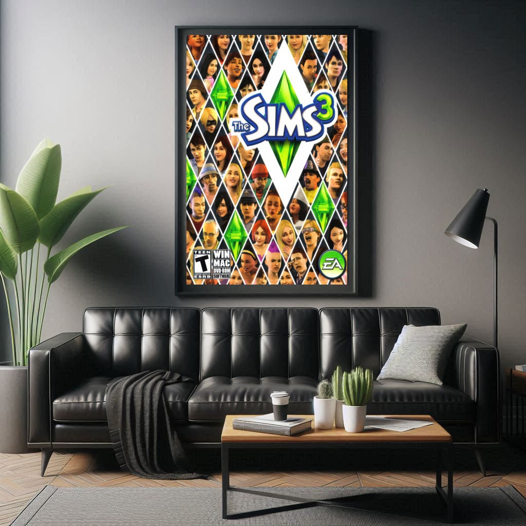 The Sims 3 Box Art UPSCALED, the Sims 3 Cover Art, Game Art, Gamer Gift ...