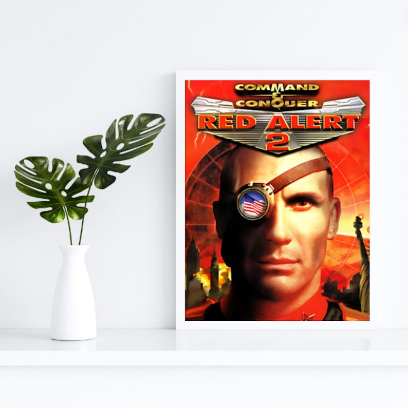 Red Alert 2 Box Art UPSCALED, Red Alert Cover Art, Game Art, Gamer Gift ...