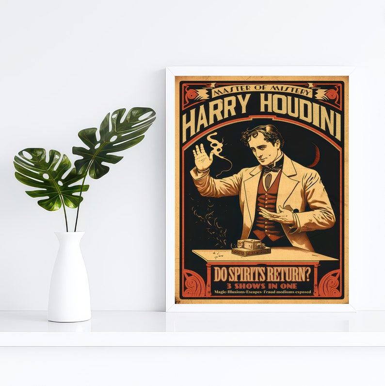 Harry Houdini Art Poster: Master of Mystery Print (digital Download) - Etsy