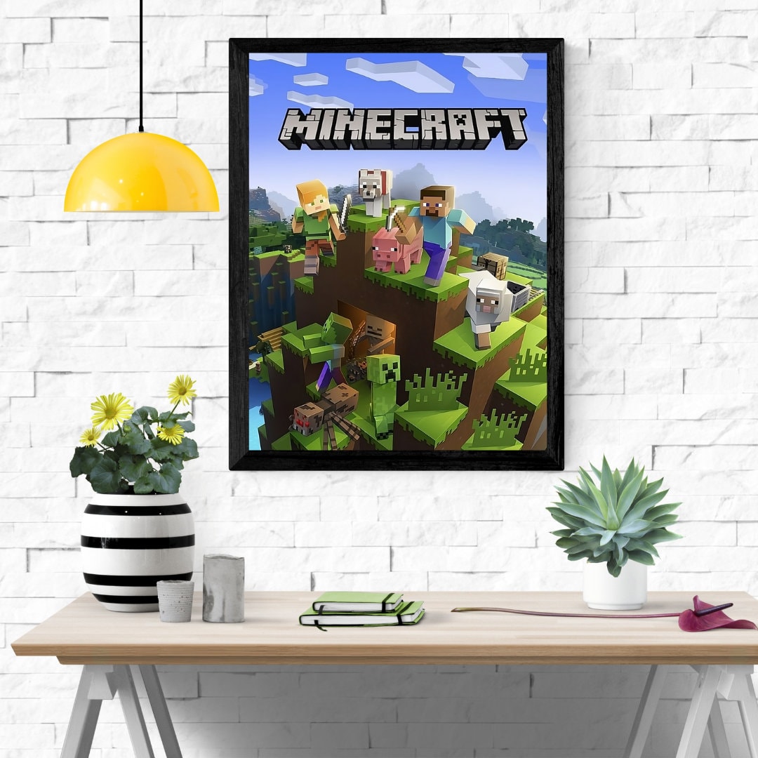 Minecraft Box Art UPSCALED, Minecraft Cover Art, Game Art, Gamer Gift ...