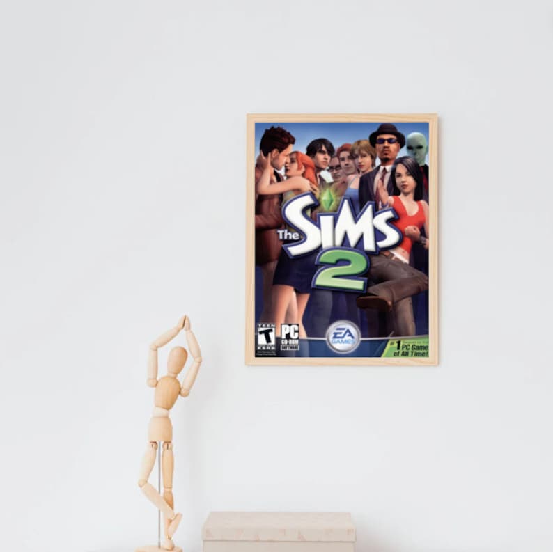 The Sims 2 Box Art UPSCALED, the Sims 2 Cover Art, Game Art, Gamer Gift ...