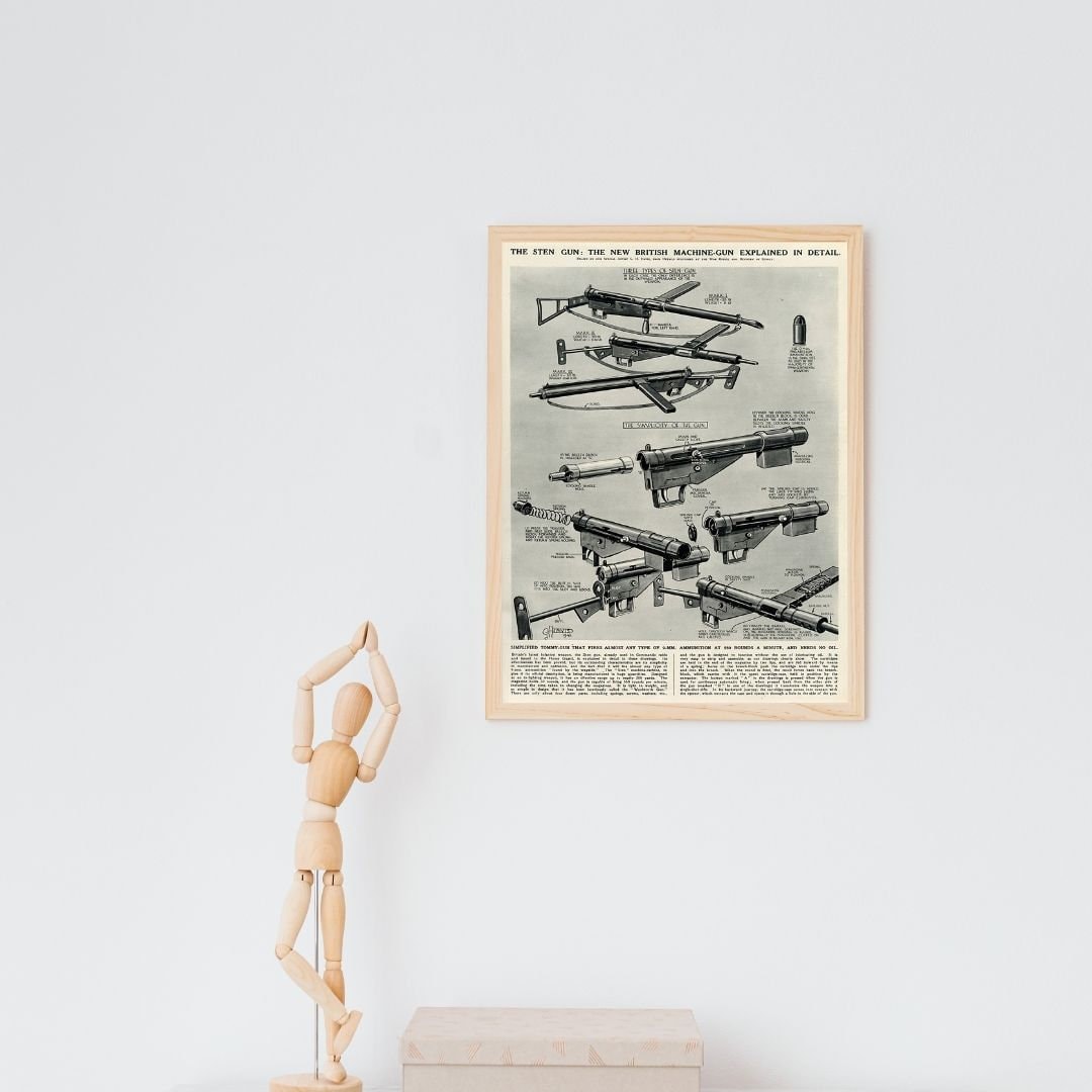 STEN Gun Manual Art UPSCALED, WW2 Gun Art, WW2 SMG Art, War Decor ...