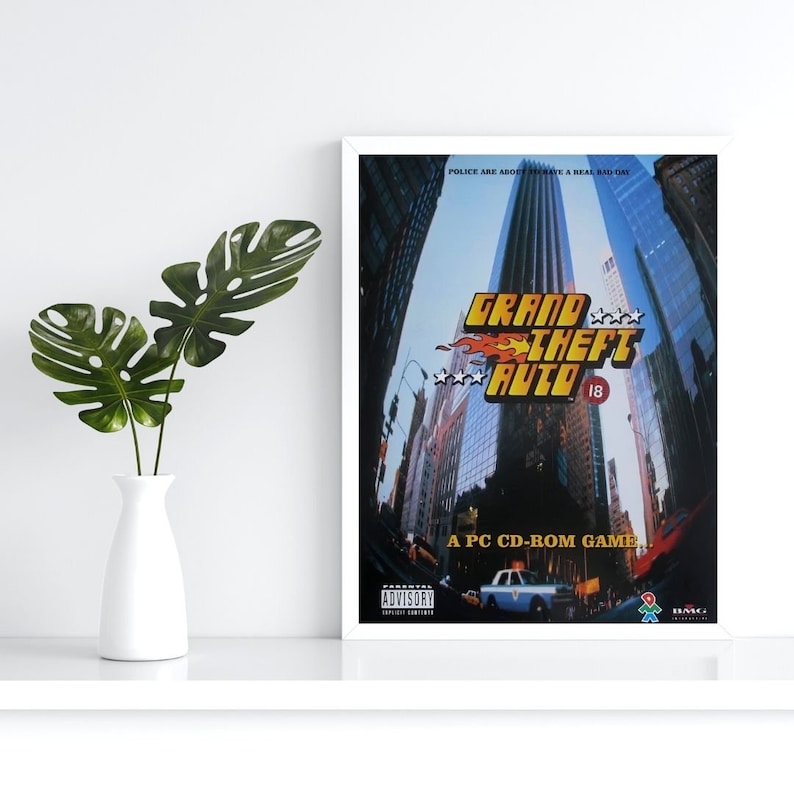 Grand Theft Auto Box Art UPSCALED, GTA 1 Cover Art, Gamer Gift, Video ...