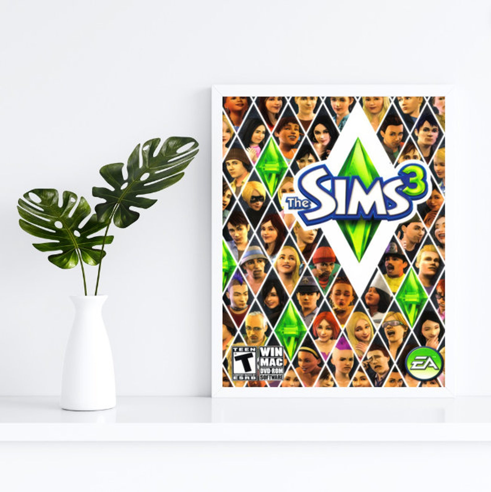 The Sims 3 Box Art UPSCALED, the Sims 3 Cover Art, Game Art, Gamer Gift ...