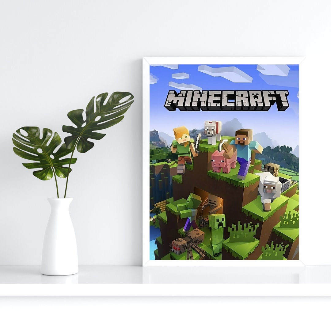 Minecraft Box Art UPSCALED, Minecraft Cover Art, Game Art, Gamer Gift ...