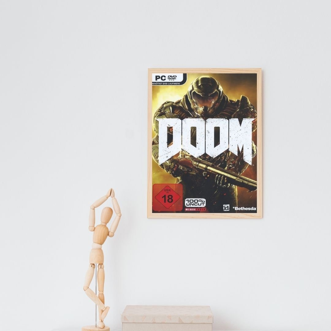 DOOM 2016 Box Art UPSCALED, Doomguy, Covert Art, Game Art, Gamer Gift ...