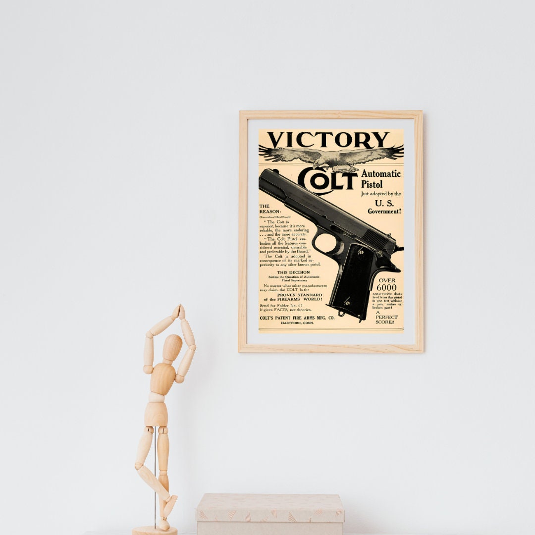 COLT Victory Pistol 5K UPSCALED Poster, WW2 Gun Art, WW2 Pistol Art ...