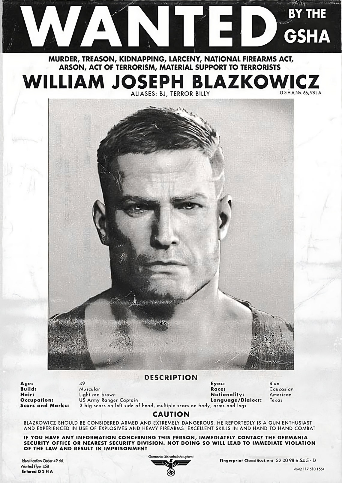 Wolfenstein B.J. Blazkowicz Portrait UPSCALED, Wolfenstein Portrait ...