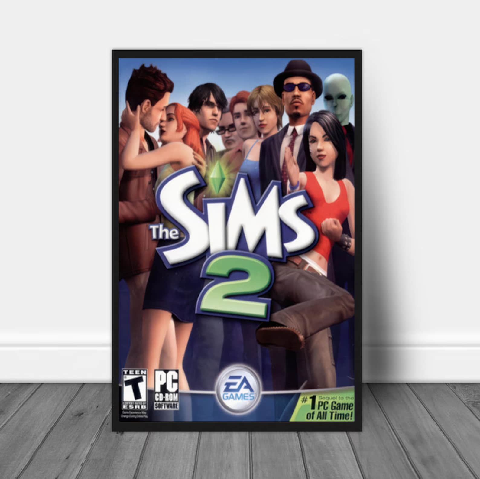 The Sims 2 Box Art UPSCALED, the Sims 2 Cover Art, Game Art, Gamer Gift ...