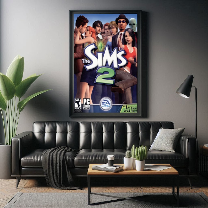 The Sims 2 Box Art UPSCALED, the Sims 2 Cover Art, Game Art, Gamer Gift ...