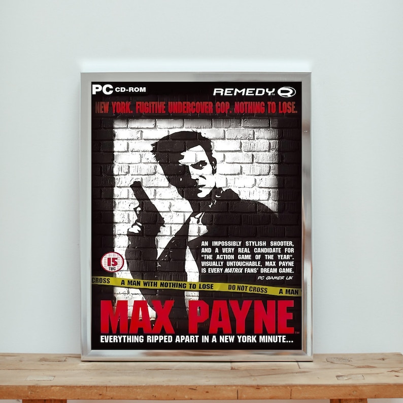 Max Payne Box Art UPSCALED, Max Payne Cover Art, Game Art, Gamer Gift ...