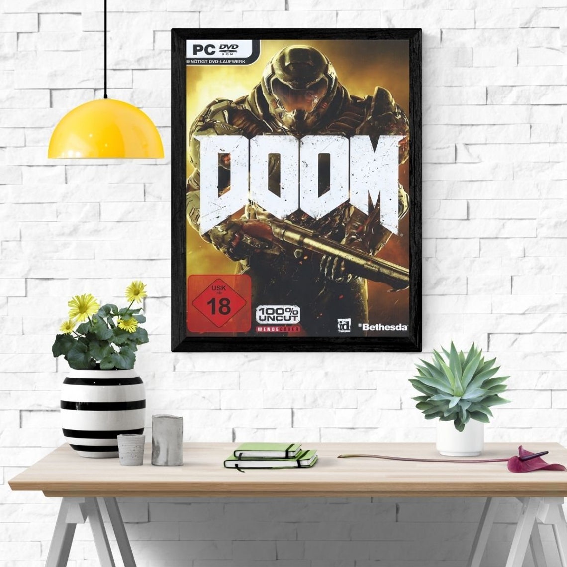 DOOM 2016 Box Art UPSCALED, Doomguy, Covert Art, Game Art, Gamer Gift ...