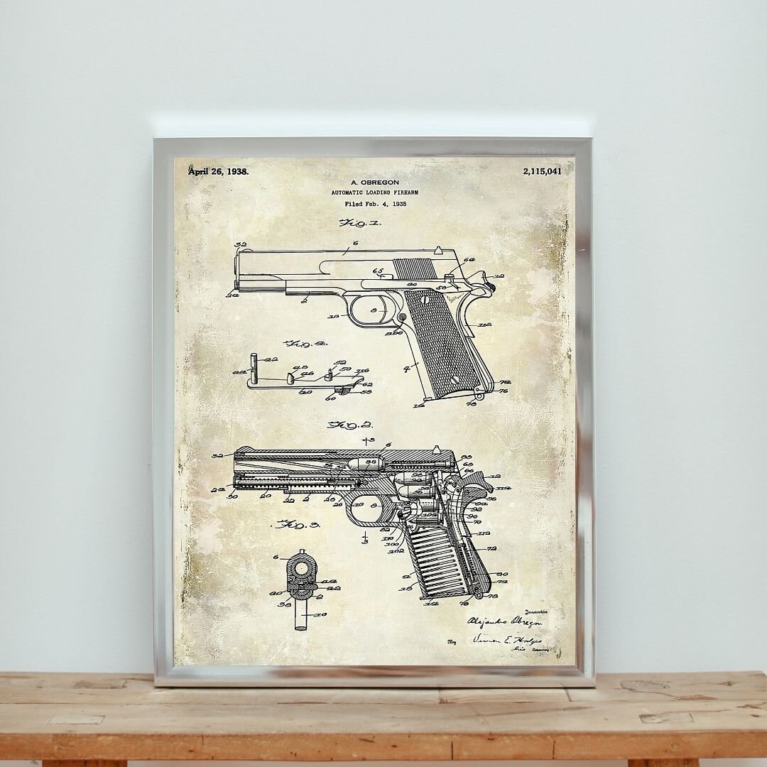 COLT Gun Manual Art UPSCALED, WW2 Gun Art, WW2 Pistol Art, War Decor ...