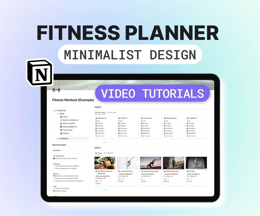 Notion Template Fitness Planner Notion Workout Template Notion ...