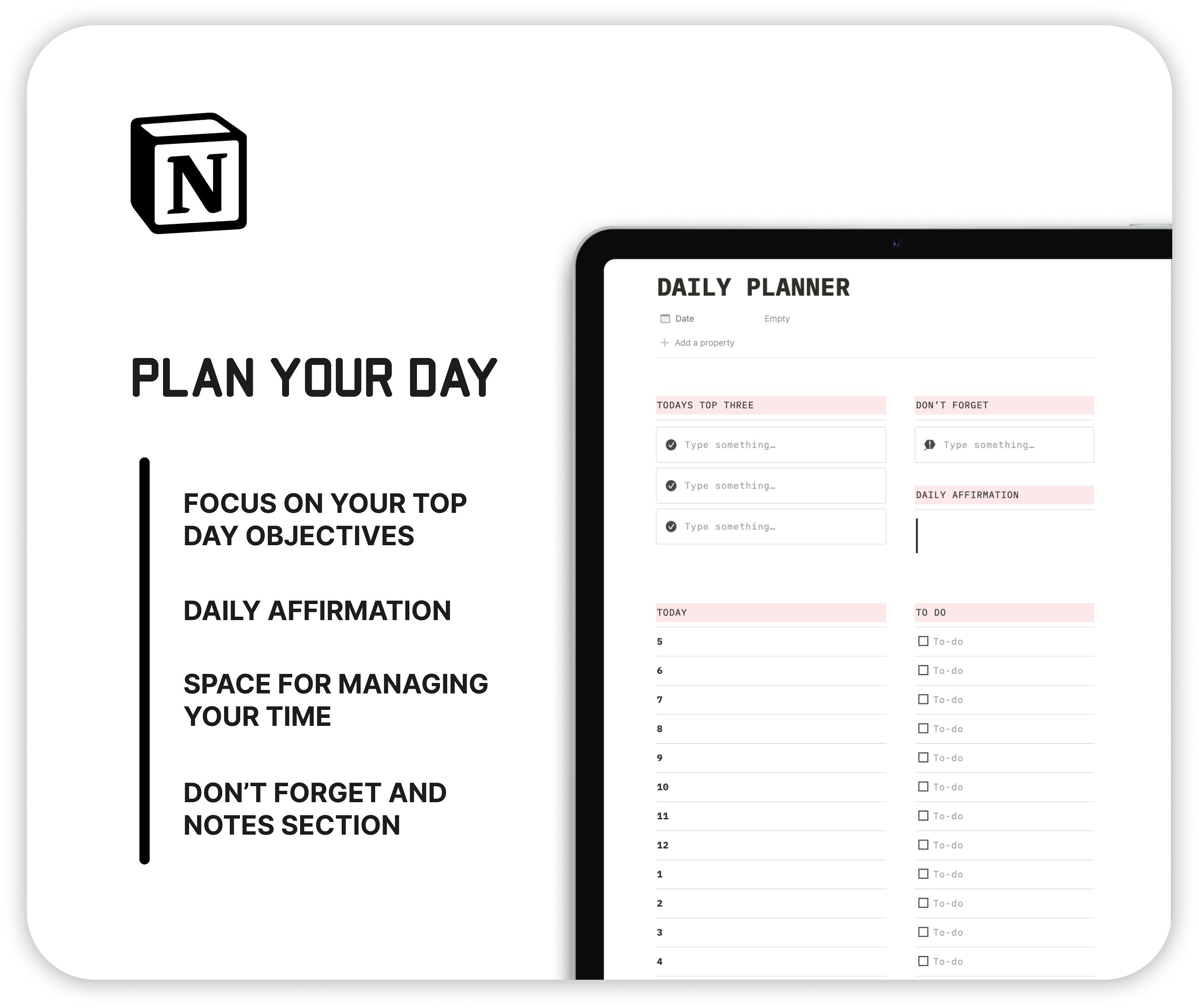 Notion Template | DAILY, WEEKLY, MONTHLY Planner | Minimal Planner ...