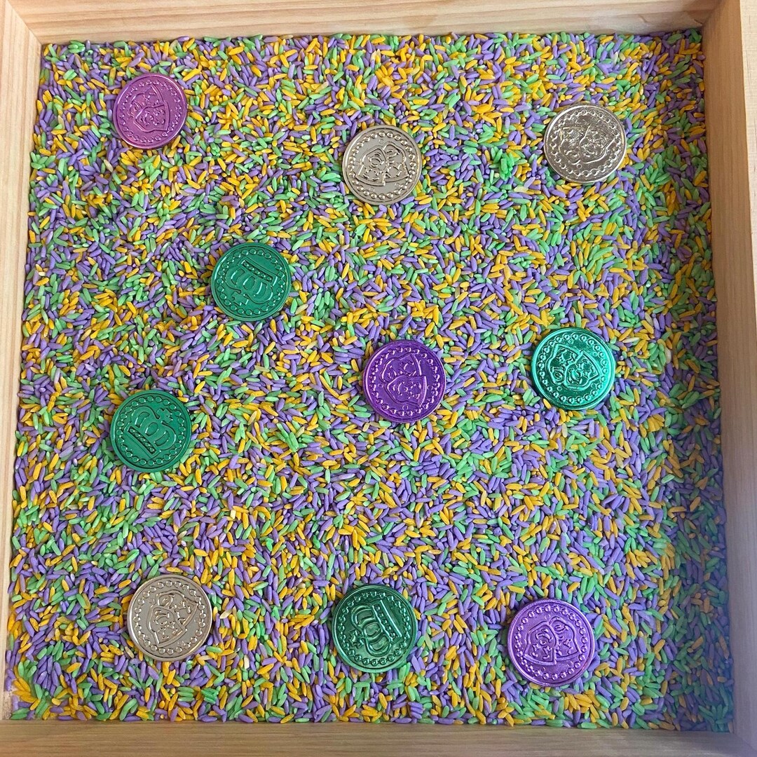 Mardi Gras Sensory Bin Filler Purple Yellow Green Sensory Bin Rice ...