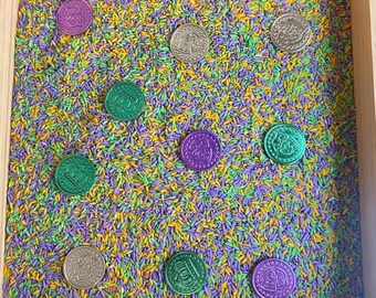Mardi Gras Sensory Bin Filler Purple Yellow Green Sensory Bin Rice ...
